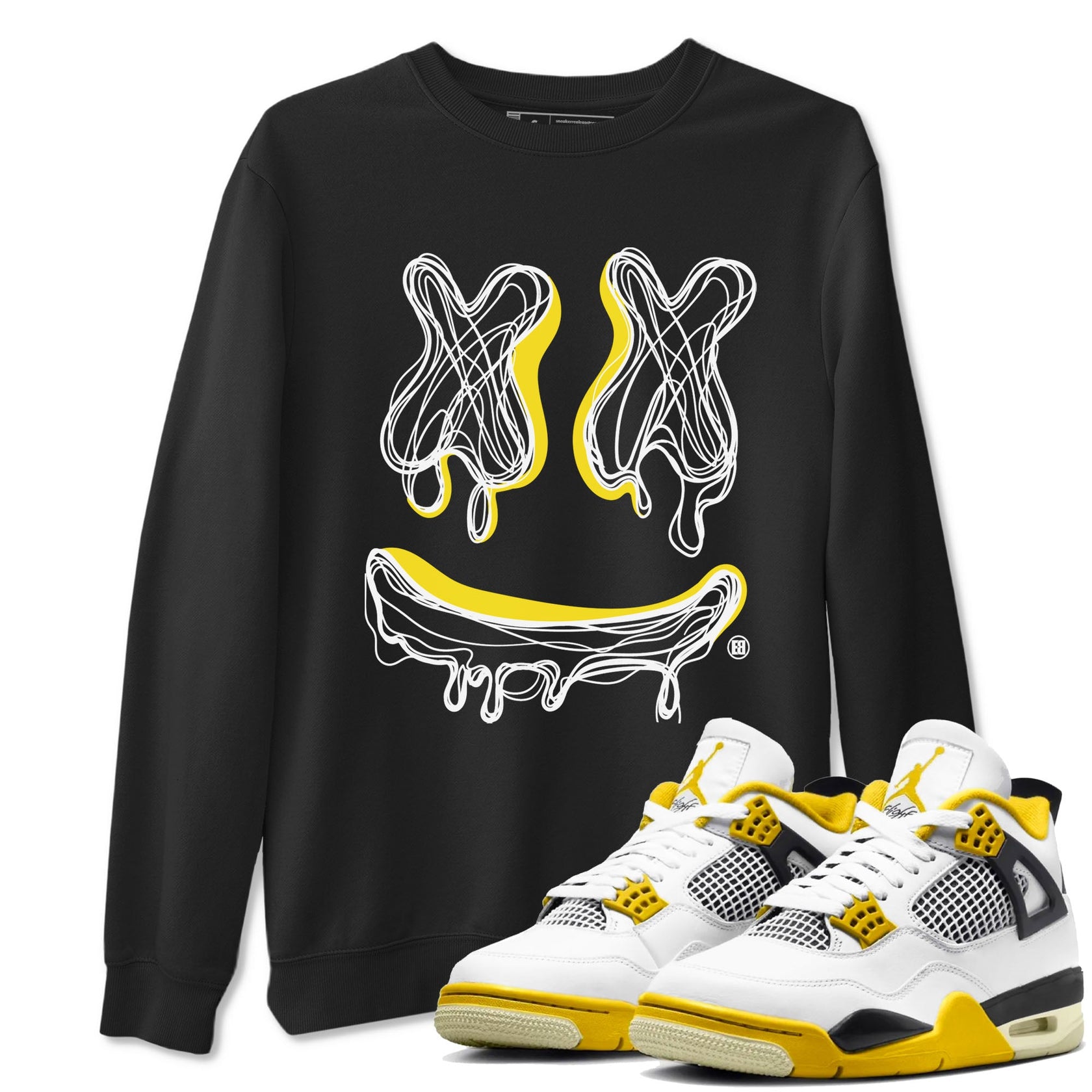 Air Jordan 4 Vivid Sulfur | Smiley Doodle Crew Neck Shirt | Drip Gear Zone